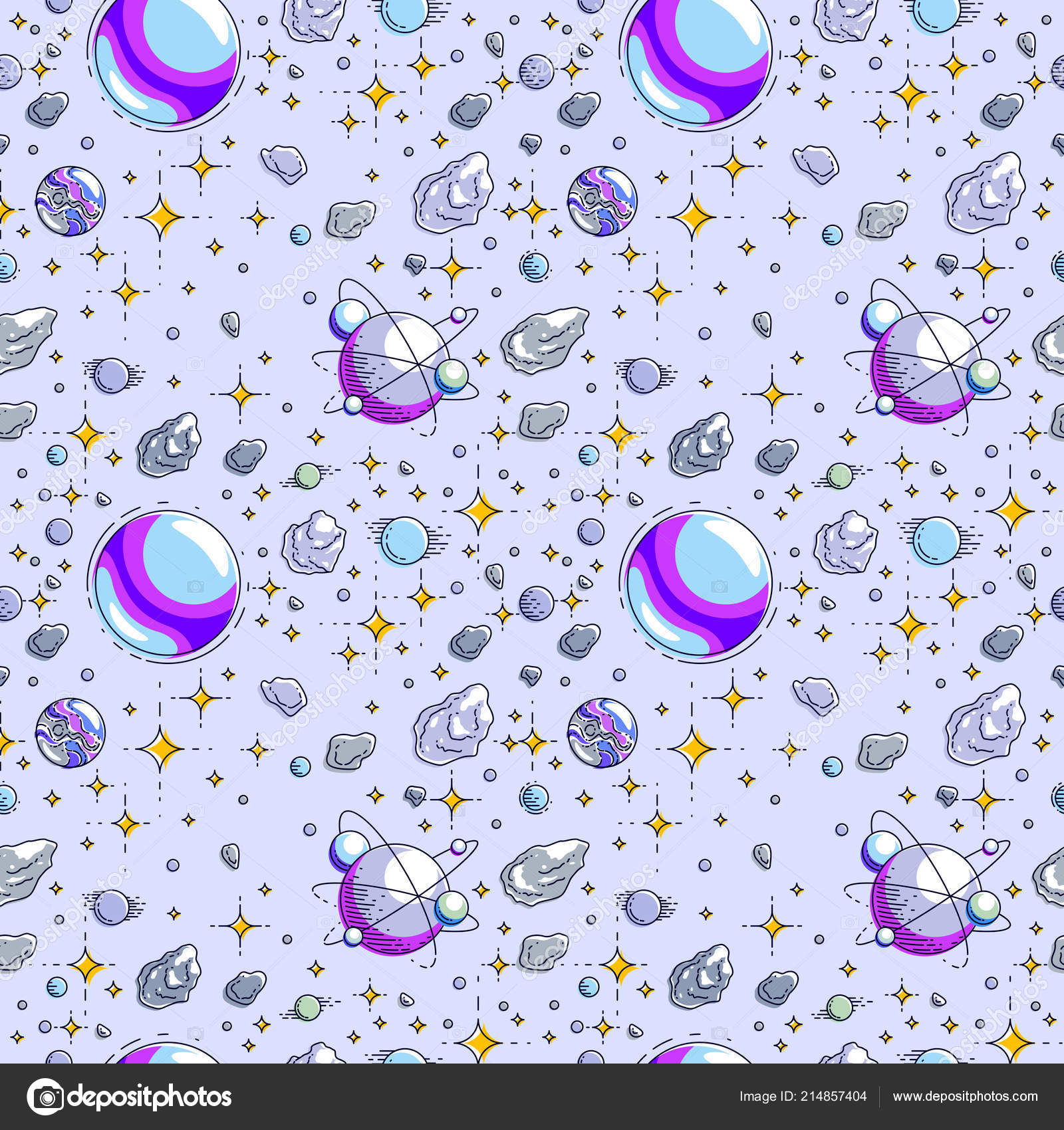 Seamless Space Background Planets Vector Illustration Stock Vector ...