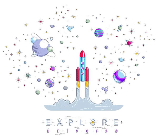 Rocket Launch Undiscovered Space Planet Earth Background Surrounded ...