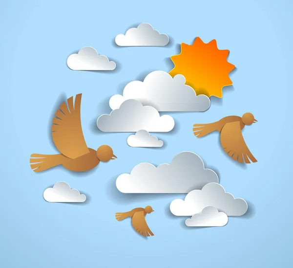 Flying Birds In The Sky Cartoon