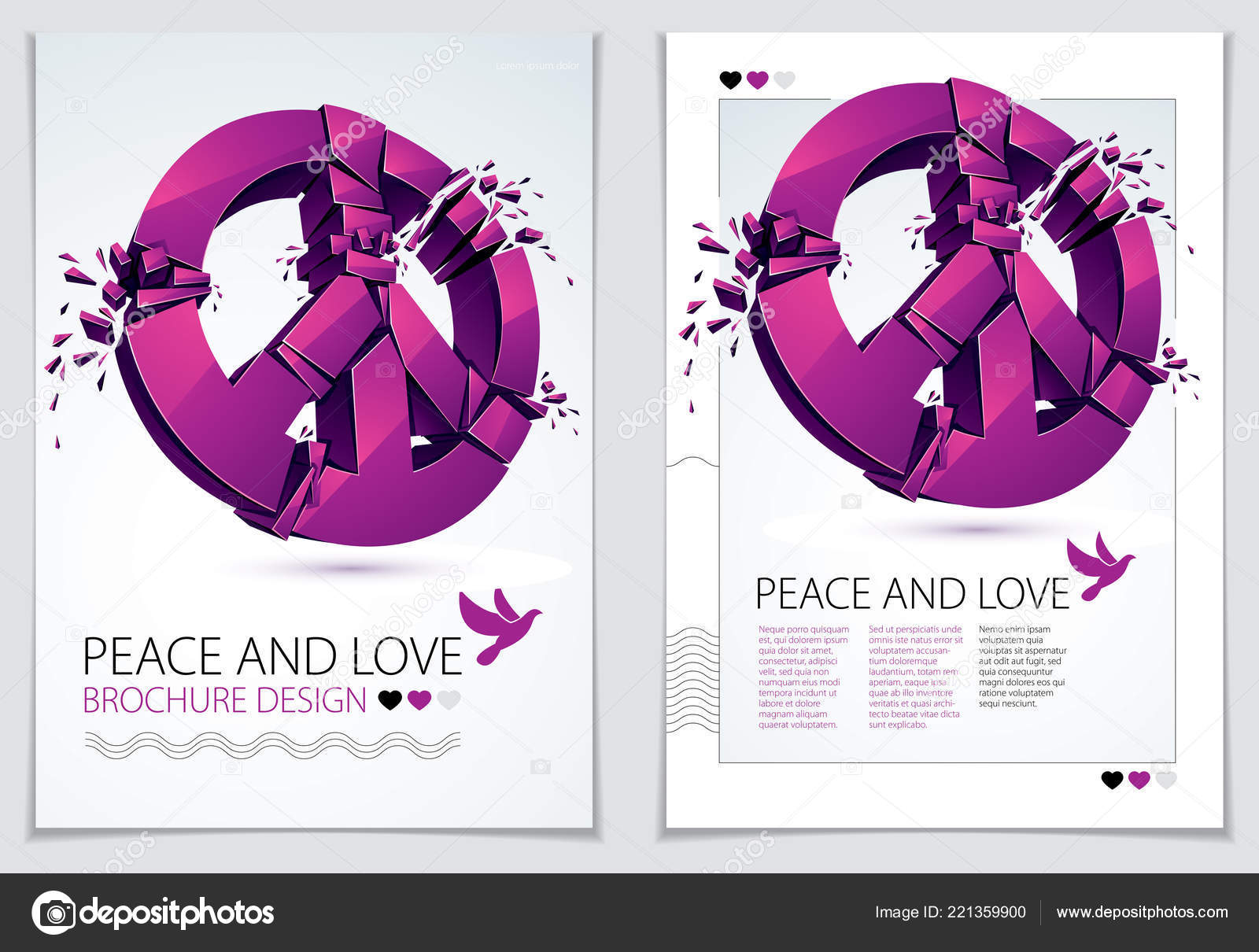 Peace Symbol Breaking Pieces Vector Realistic Illustration Flyer Broken ...