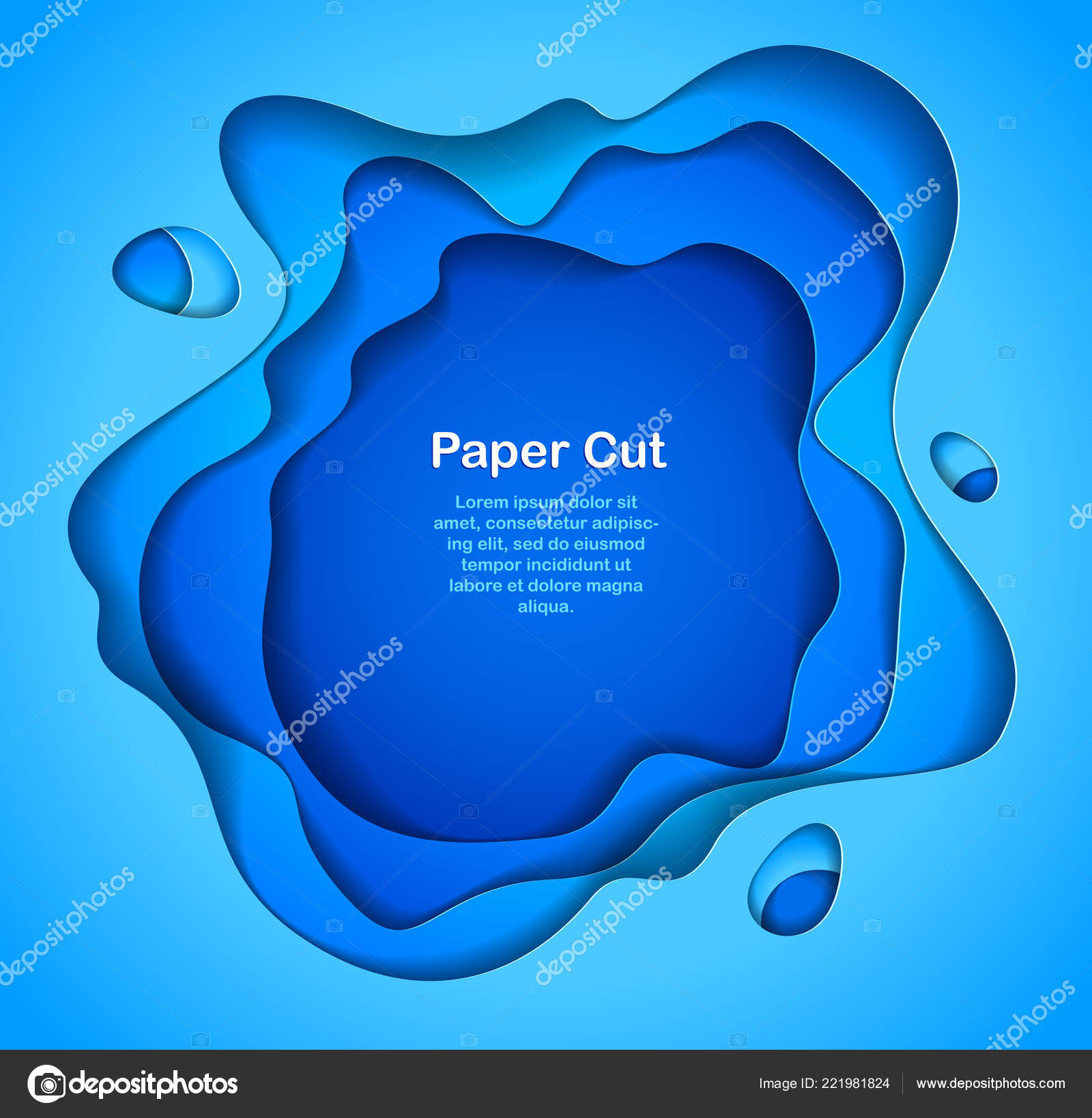 Abstract Blue Background Paper Cut Shapes Vector Illustration Paper Cut ...