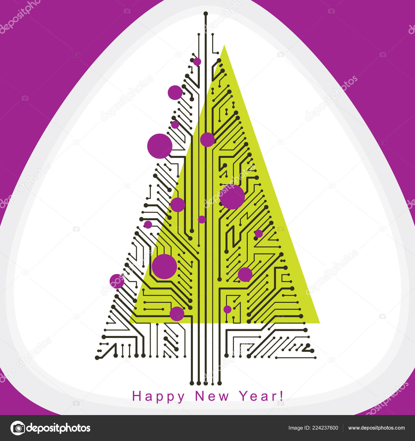 Art Vector Graphic Illustration Digital Christmas Tree Made Using Lines ...