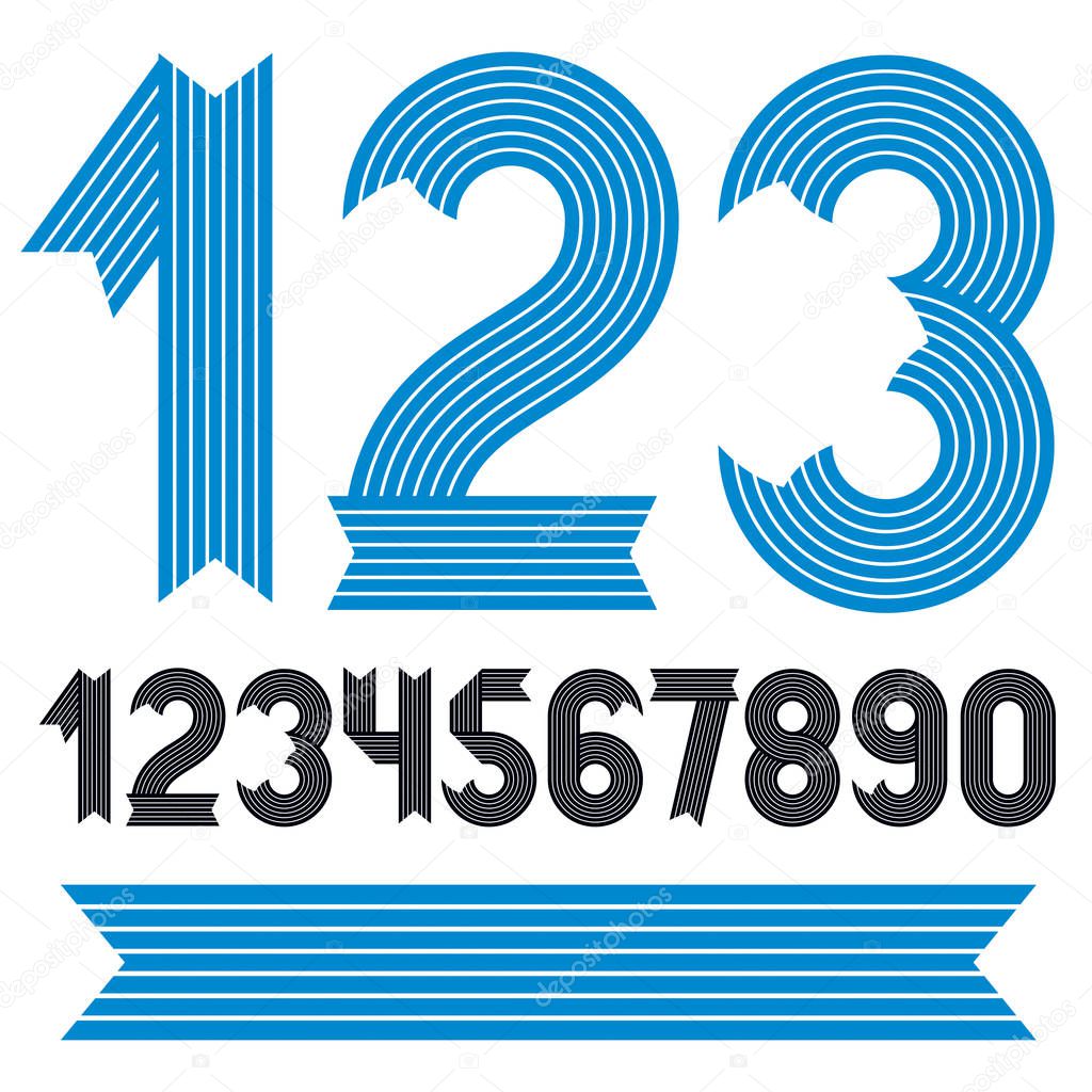 Conjunto de dígitos de vectores con estilo fresco, colección de números ...