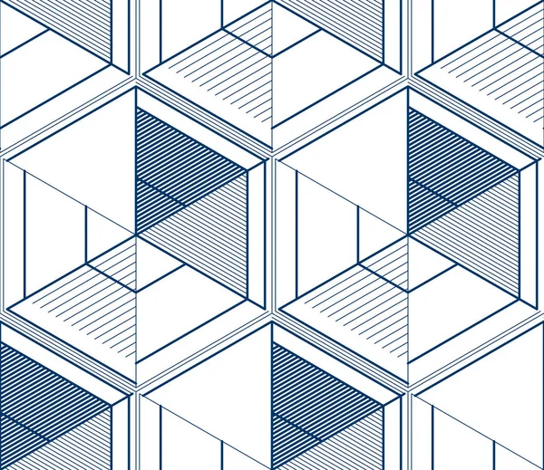 Geometric 3d lines abstract seamless pattern, vector background ...