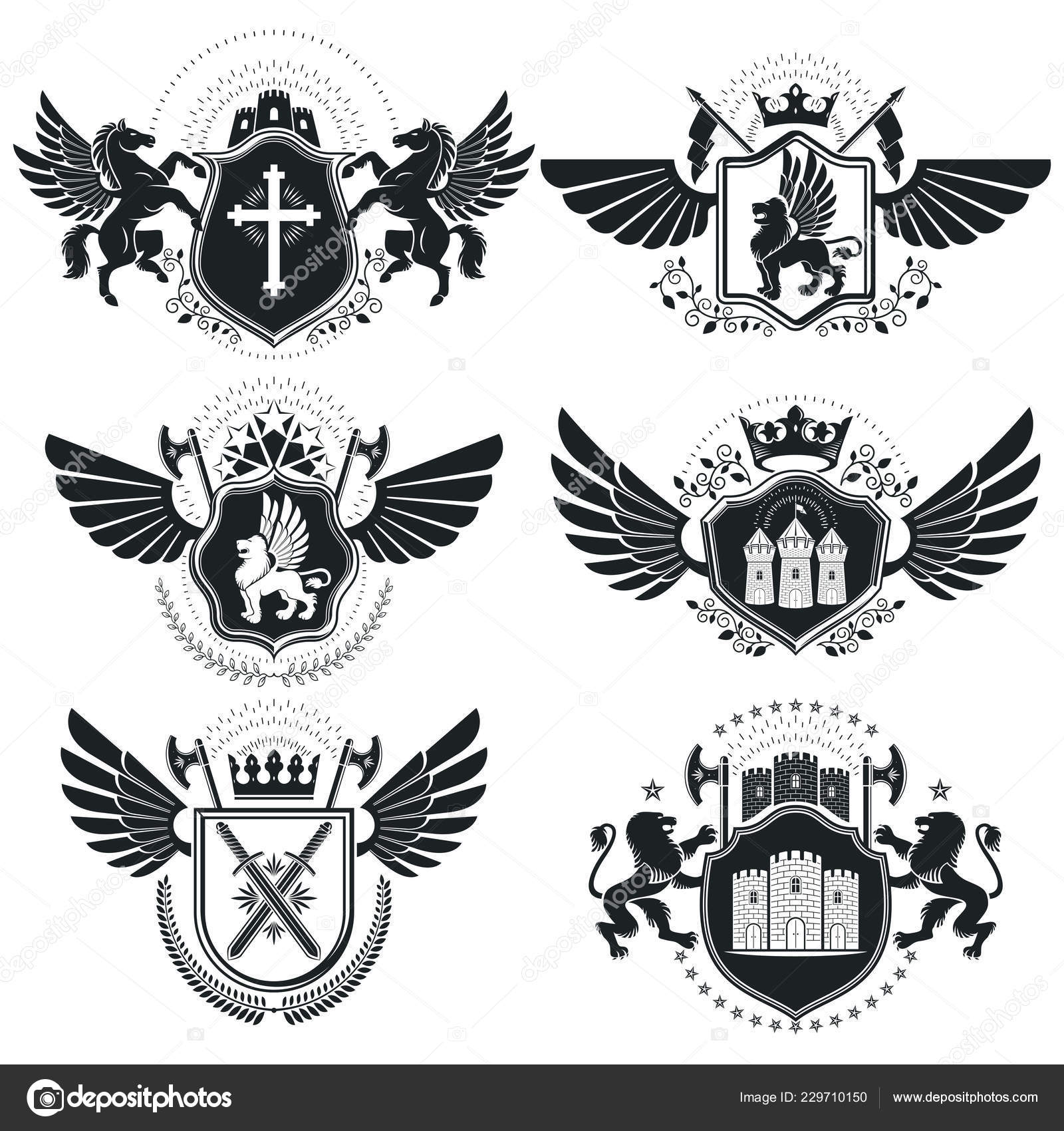 Heraldic Signs Elements Heraldry Emblems Insignias Signs Vectors Classy
