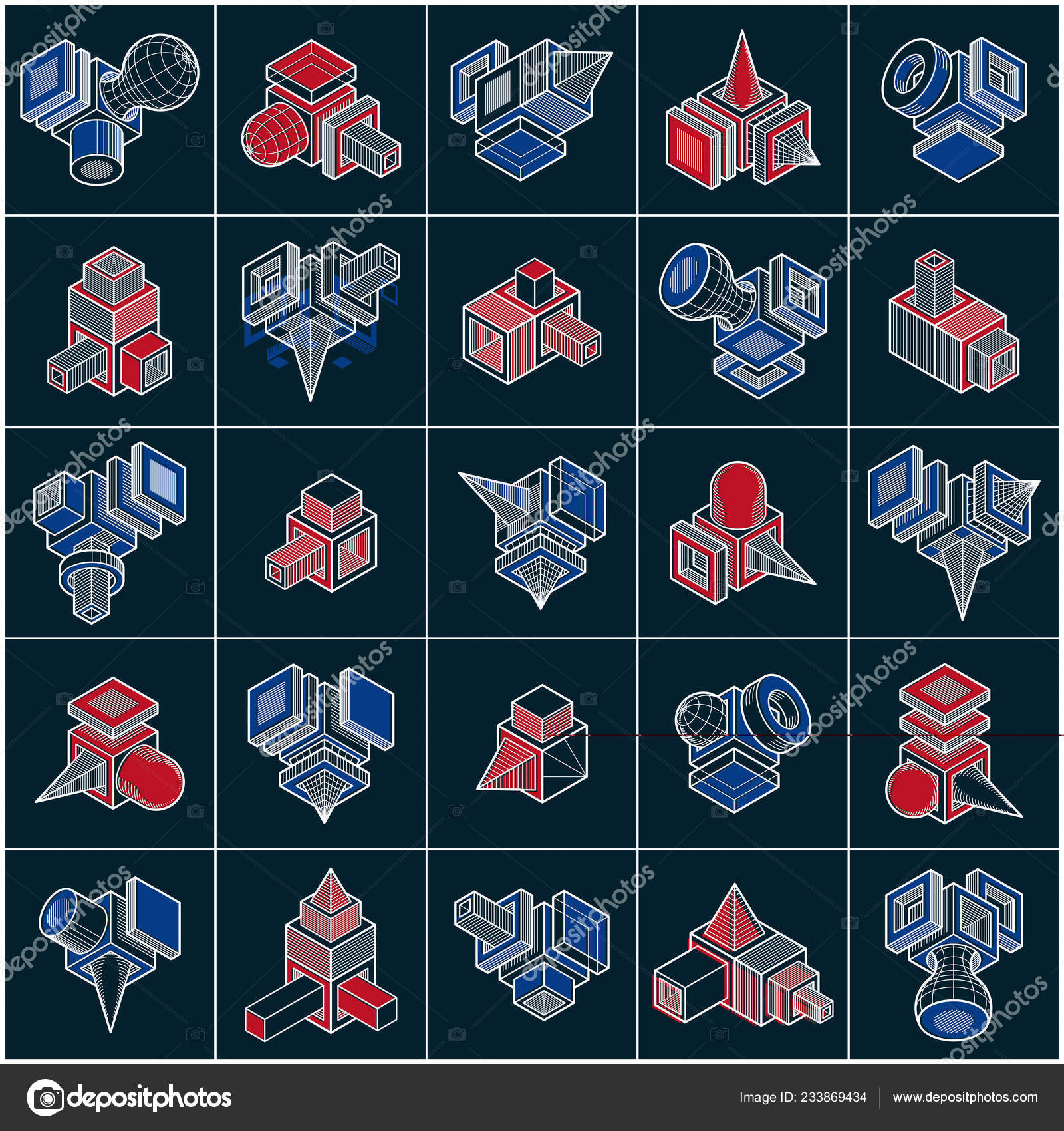 Engineering Abstract Geometric Shapes Simple Vectors Set Stock Vector ...