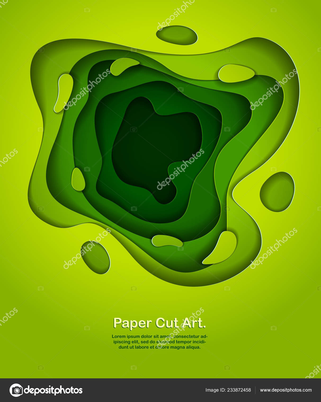 Abstract Green Paper Cutout Curvy Shapes Layered Vector Illustration ...