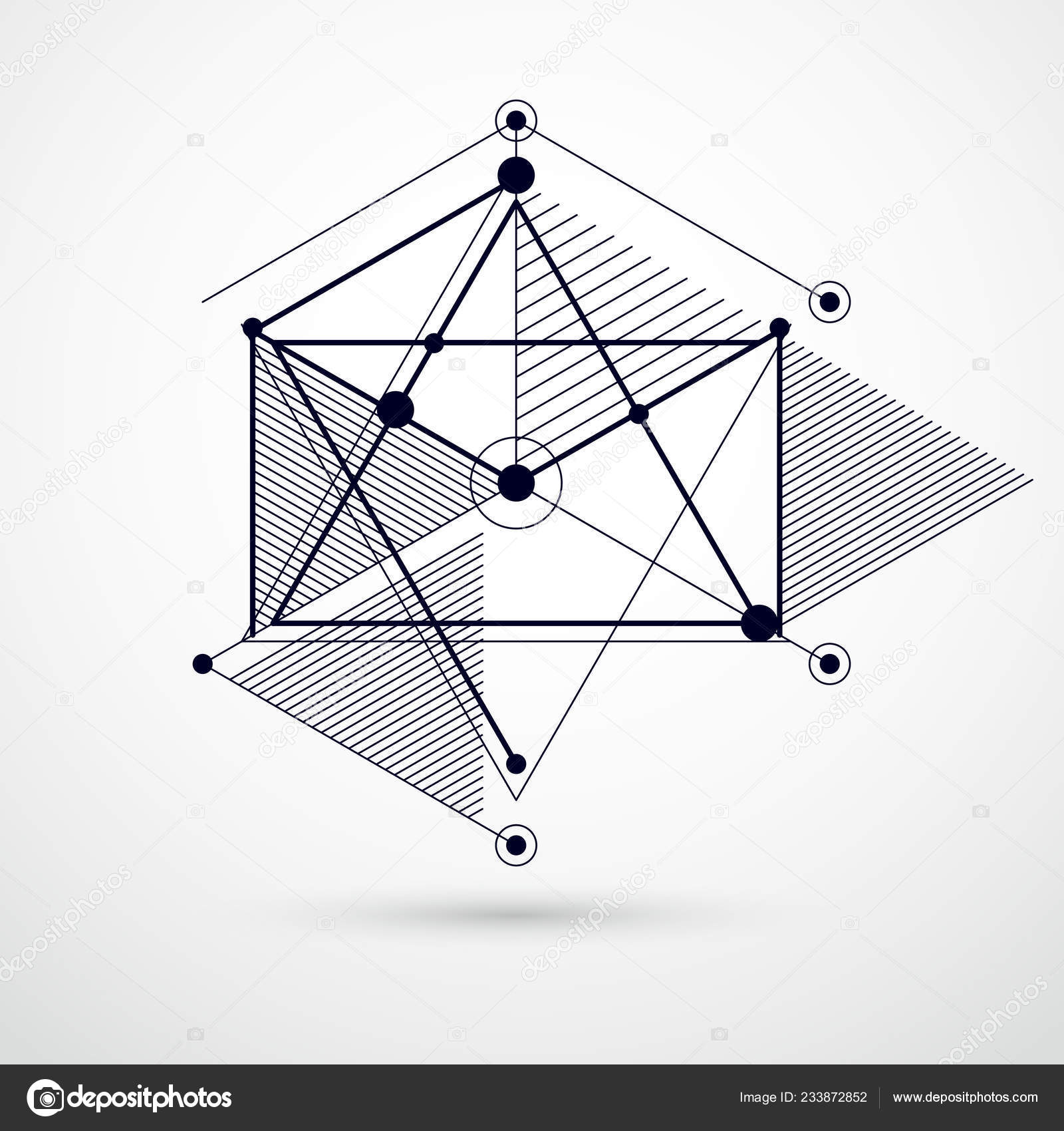 Vector Abstract Black White Background Created Isometric Mesh Lines ...