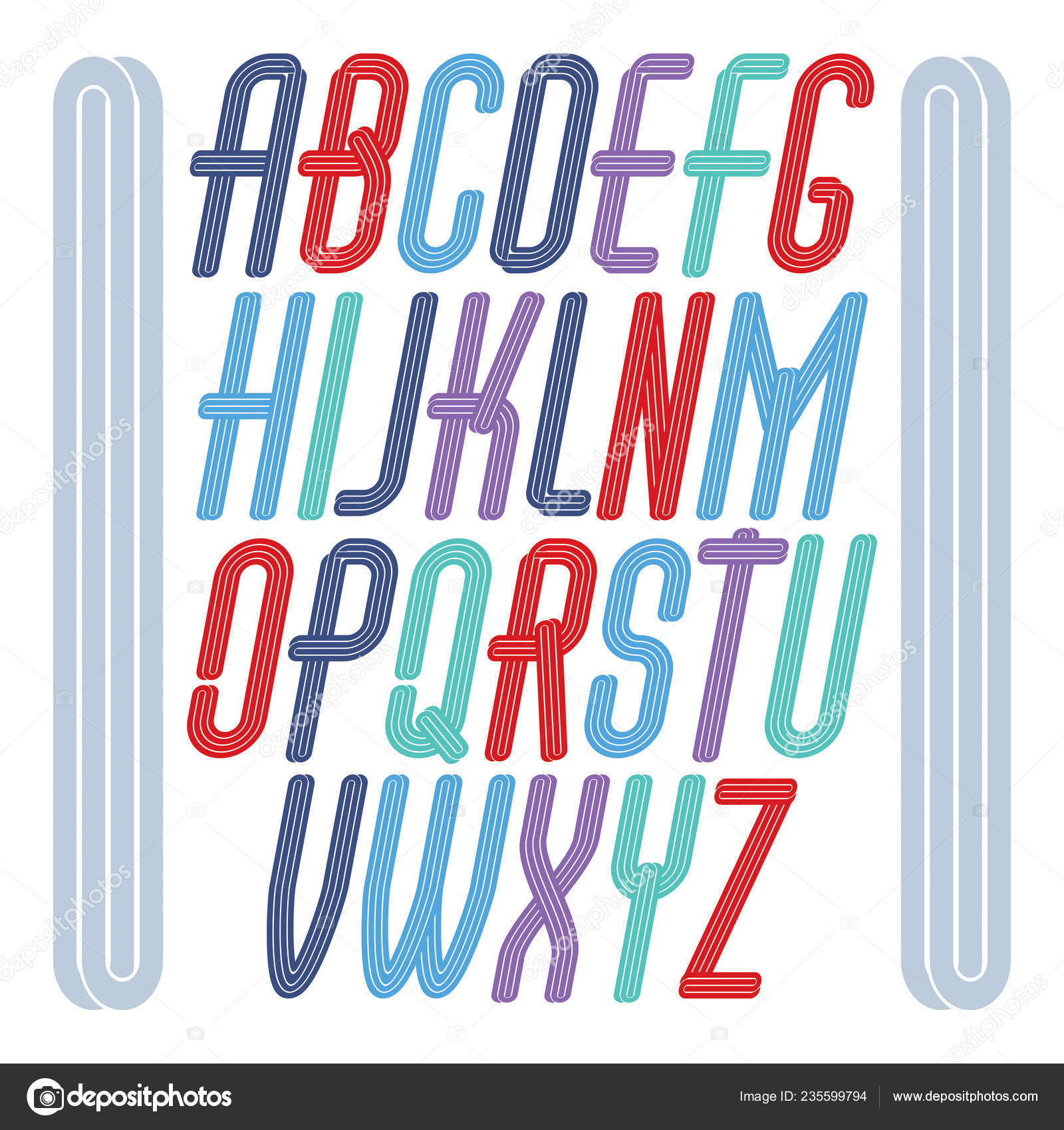 대문자 알파벳 컬렉션 재미에 레트로 포스터 디자인 요소로 콘서트 스톡 벡터 ©ostapius 235599794