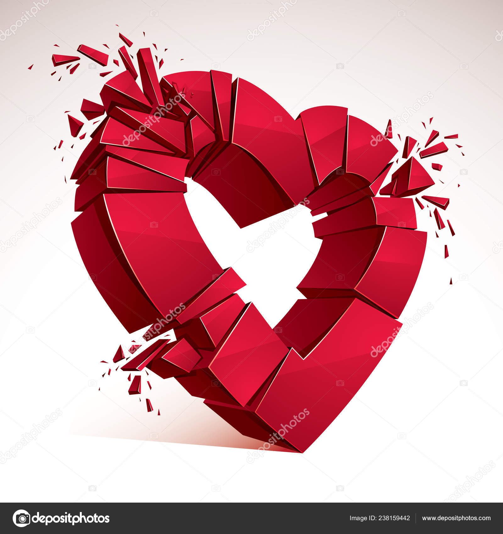 Broken Heart Concept Breakup Realistic Vector Illustration Heart Symbol ...