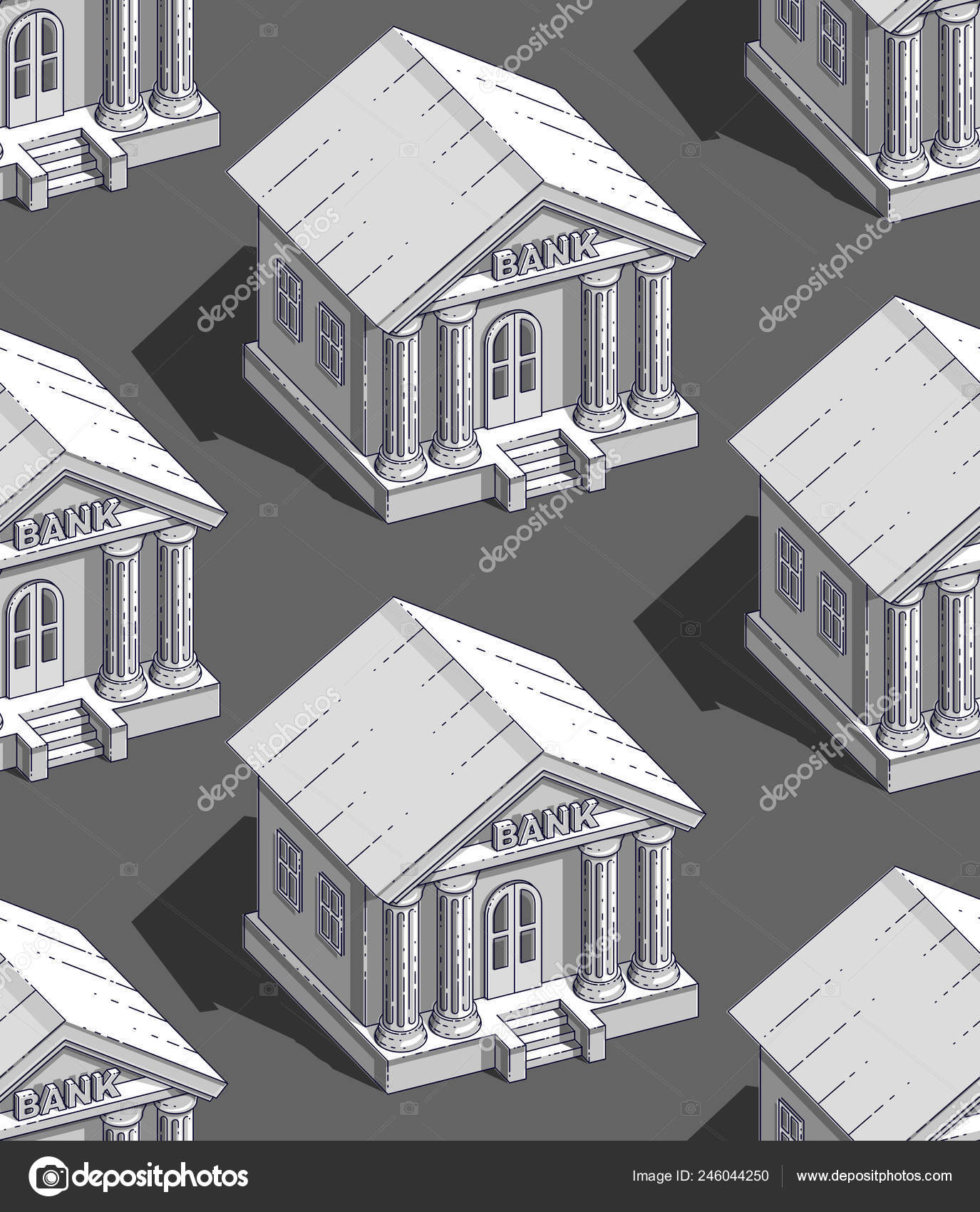 Bank Buildings Seamless Background Backdrop Financial Business Banking ...