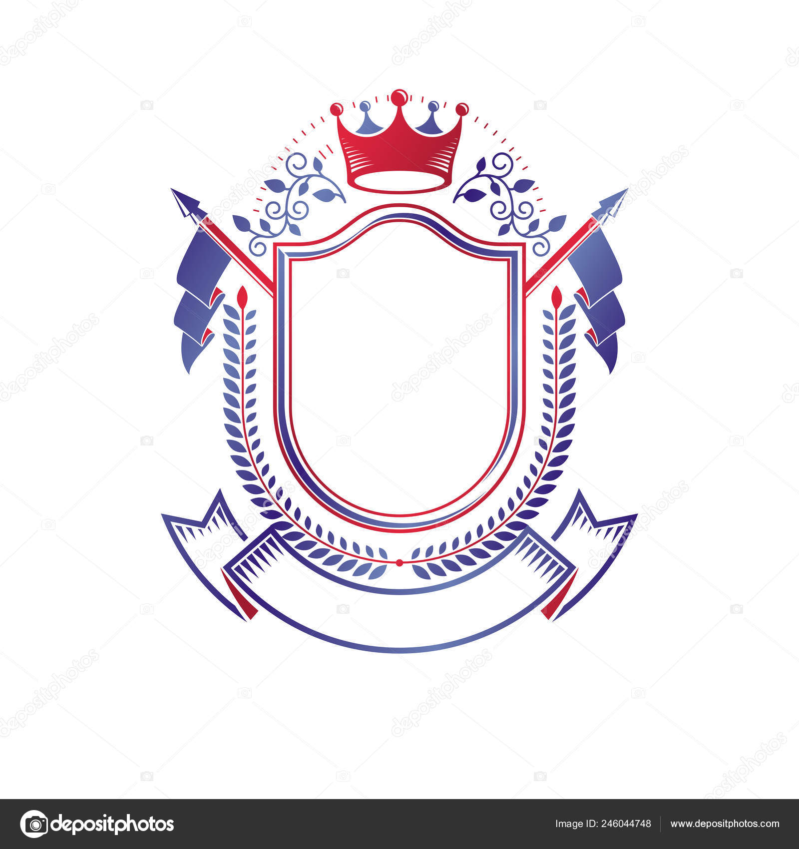Graphic Emblem Composed Using Majestic Crown Flags Heraldic Coat Arms ...
