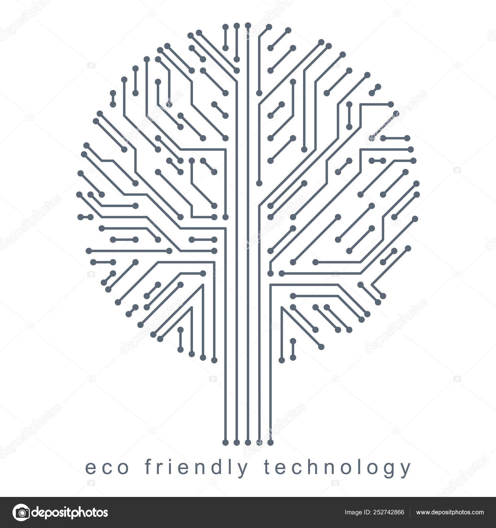 Vector illustration of futuristic tree, new technology. Green th Stock ...