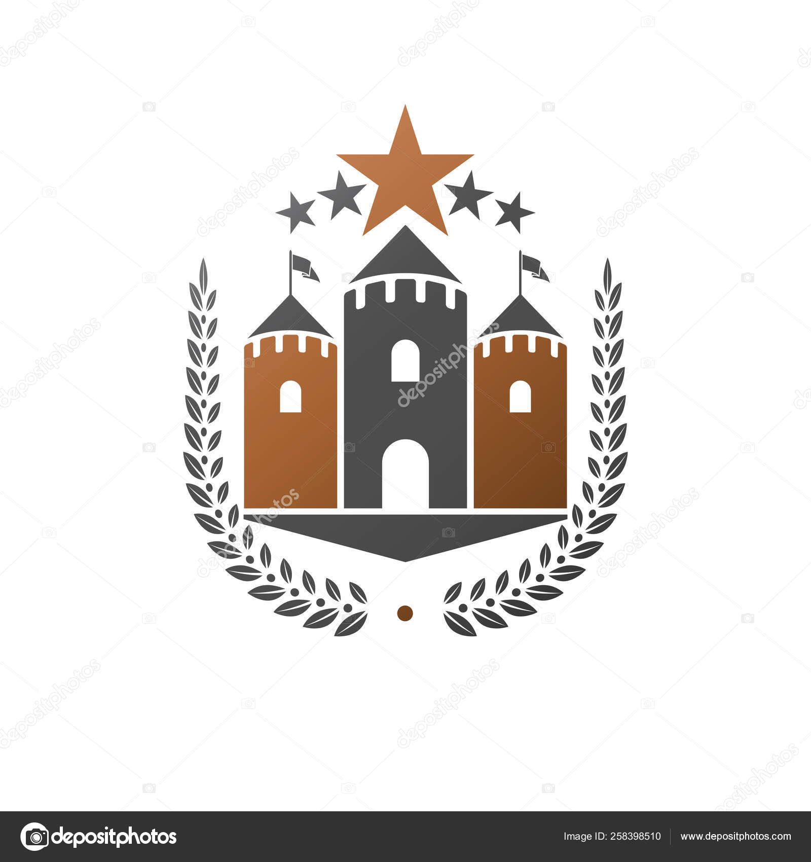 Ancient Castle Emblem Heraldic Coat Arms Decorative Logo Isolated ...