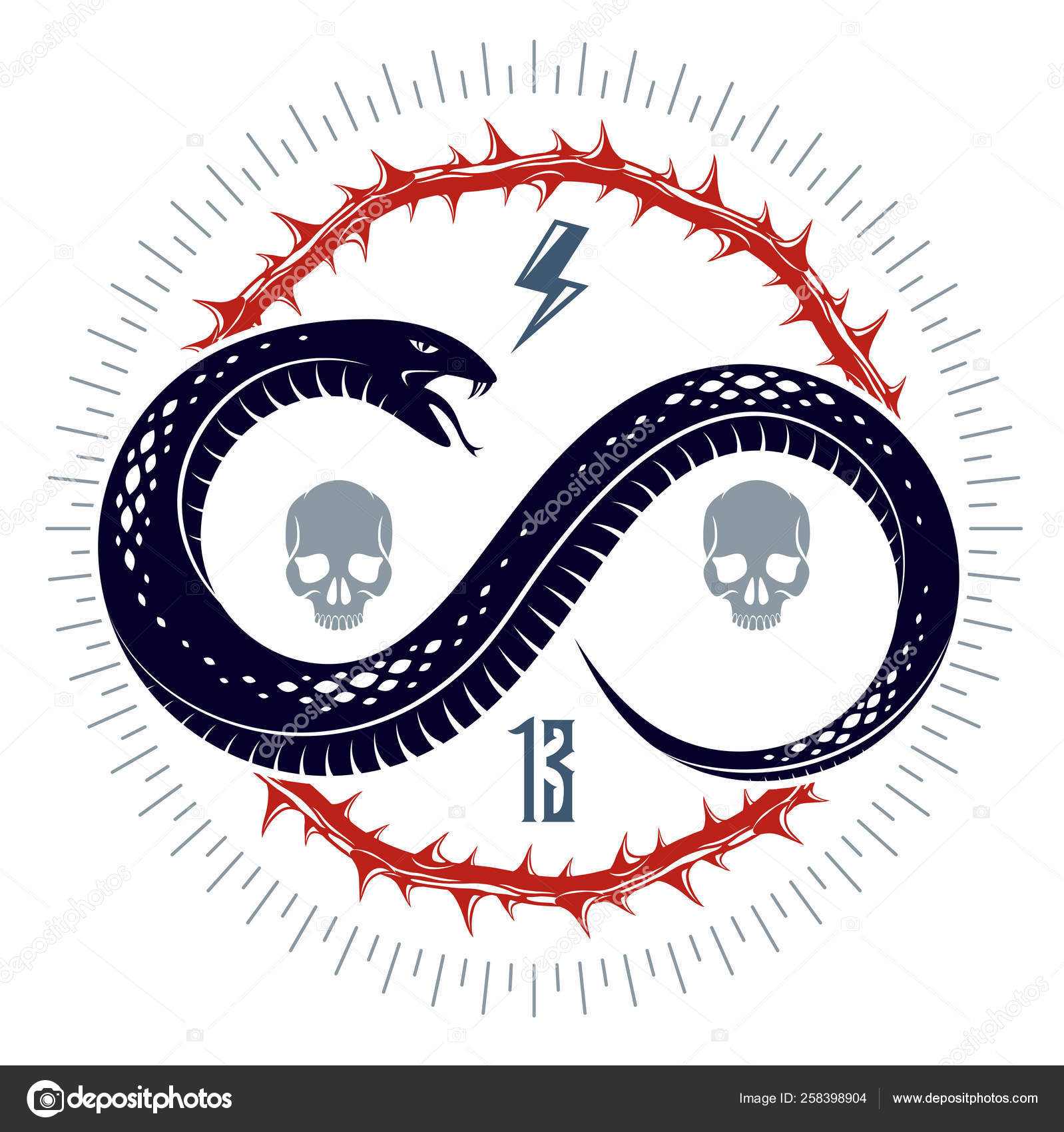 Venomous Snake Vintage Tattoo Vector Logo Emblem Aggressive Predator ...