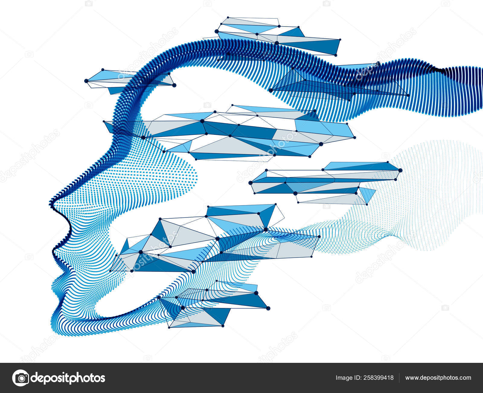 Beautiful Futuristic Illustration Human Head Made Dotted Particles Flow ...