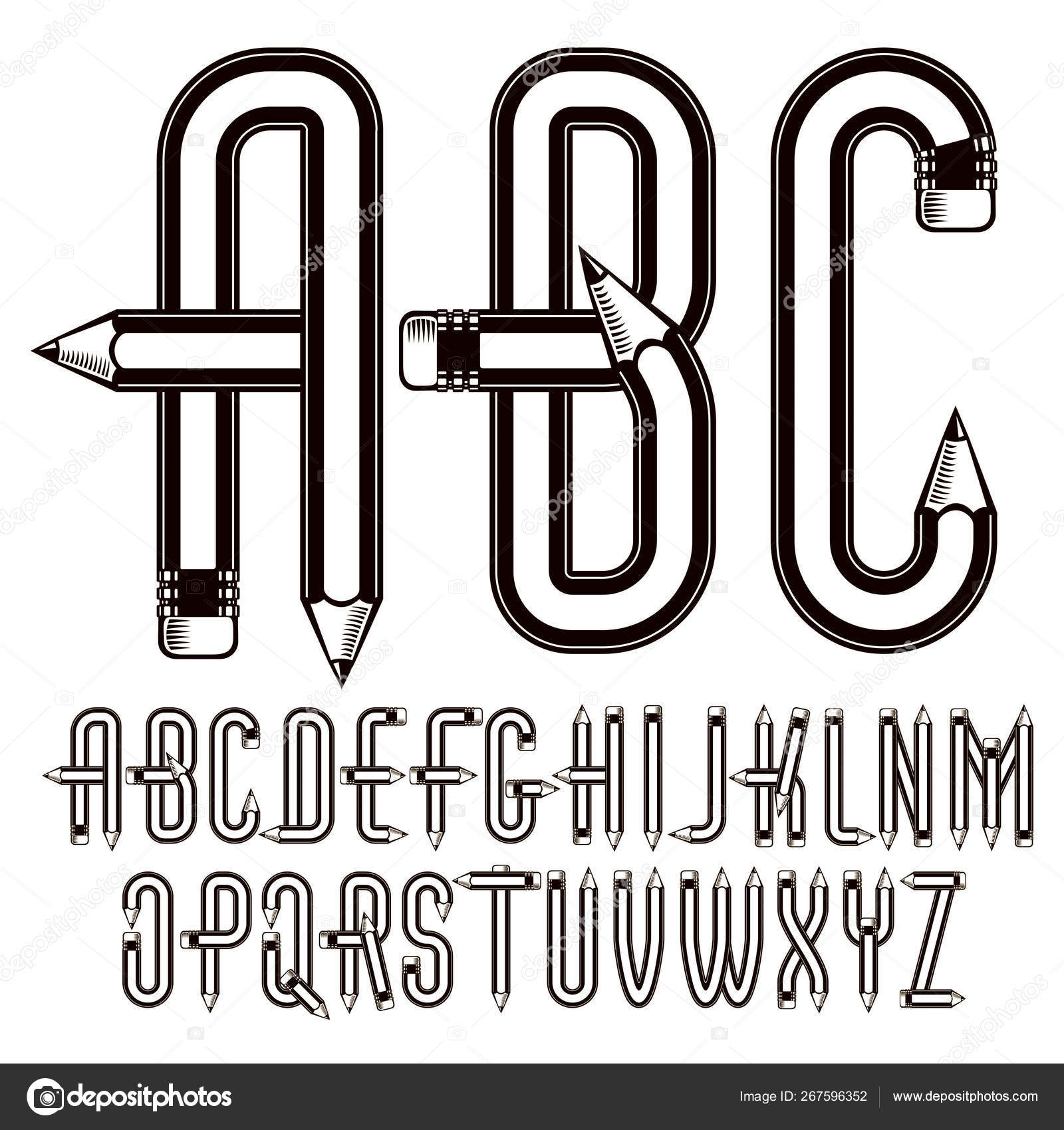 Vector Upper Case English Alphabet Letters Collection Constructed Sharp ...