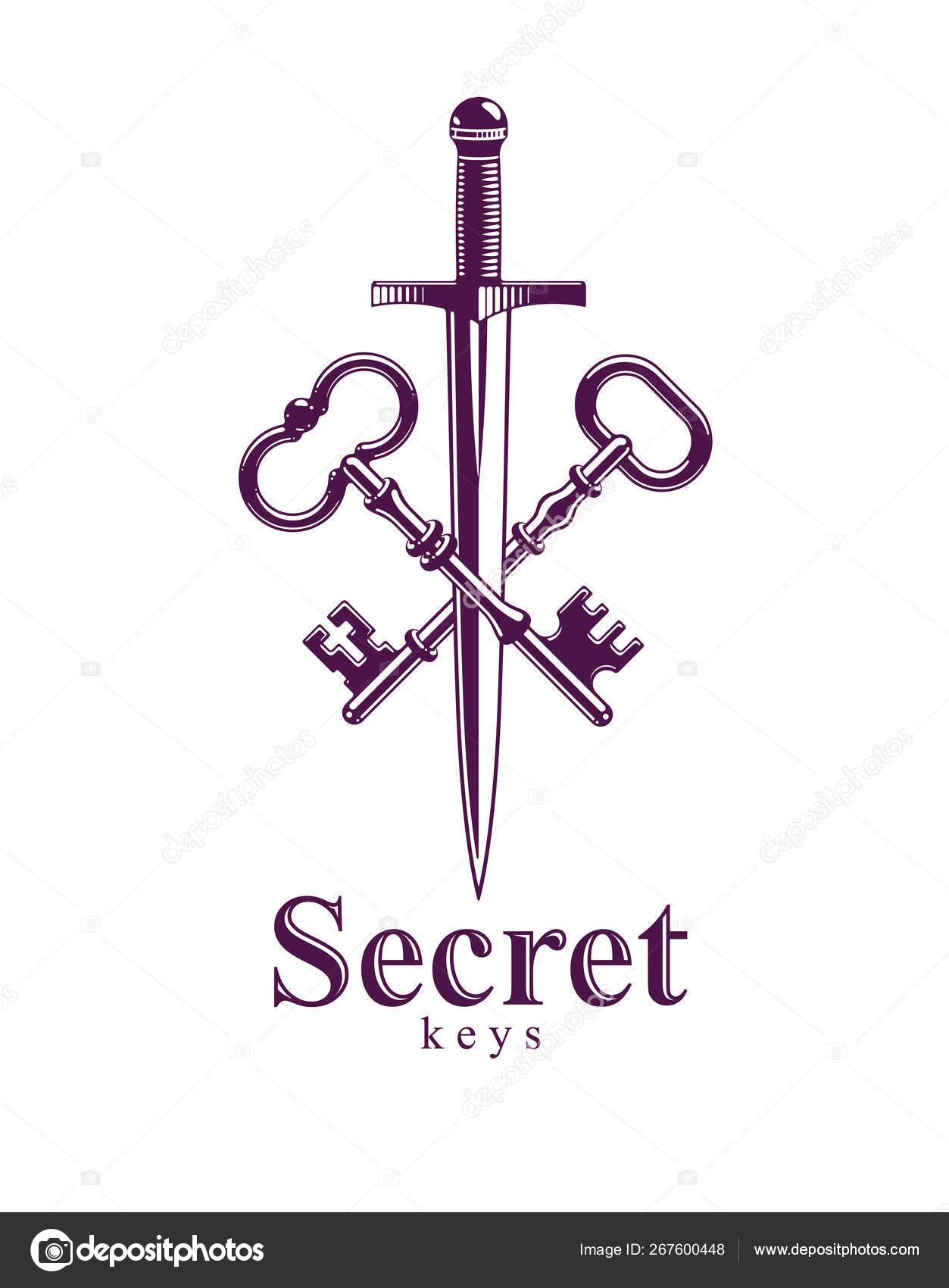 Crossed Keys Dagger Vector Symbol Emblem Turnkeys Sword Protected ...