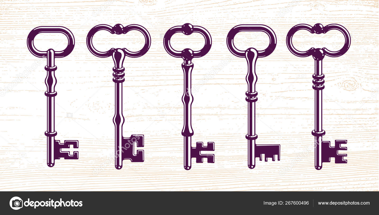 Vintage Keys Vector Logos Icons Set Beautiful Antique Turnkeys ...