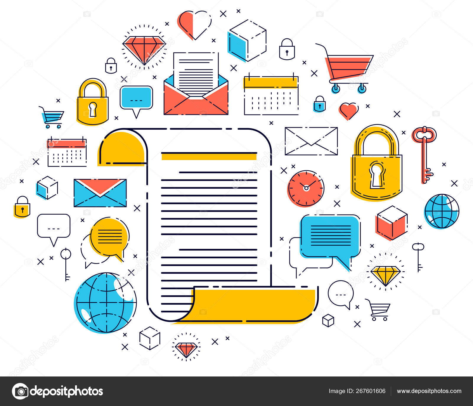 Paper Document Icon Set Electronic Documentation Concept Data Saving ...