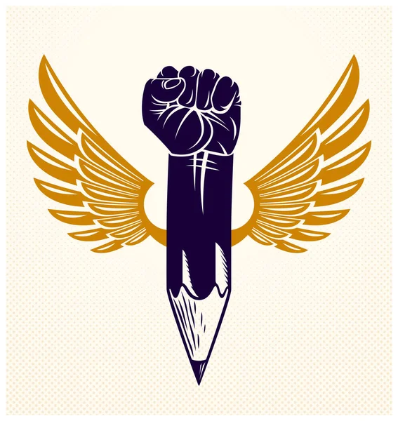 Strong design or art power concept shown as a winged pencil with Stock ...