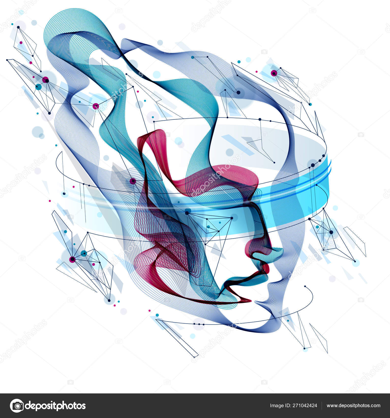 Abstract artistic human head portrait made of dotted particles a ⬇ ...