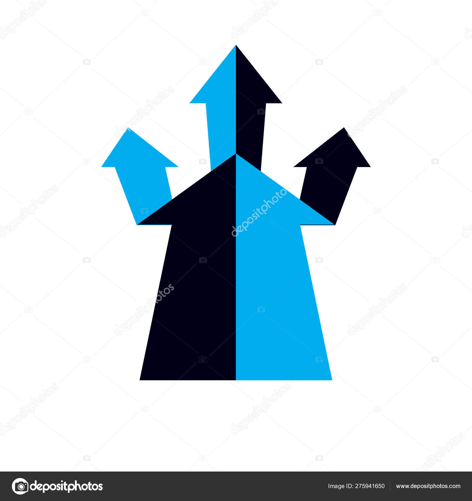 Vector arrow pointing upwards. Business development logo isolate Stock ...