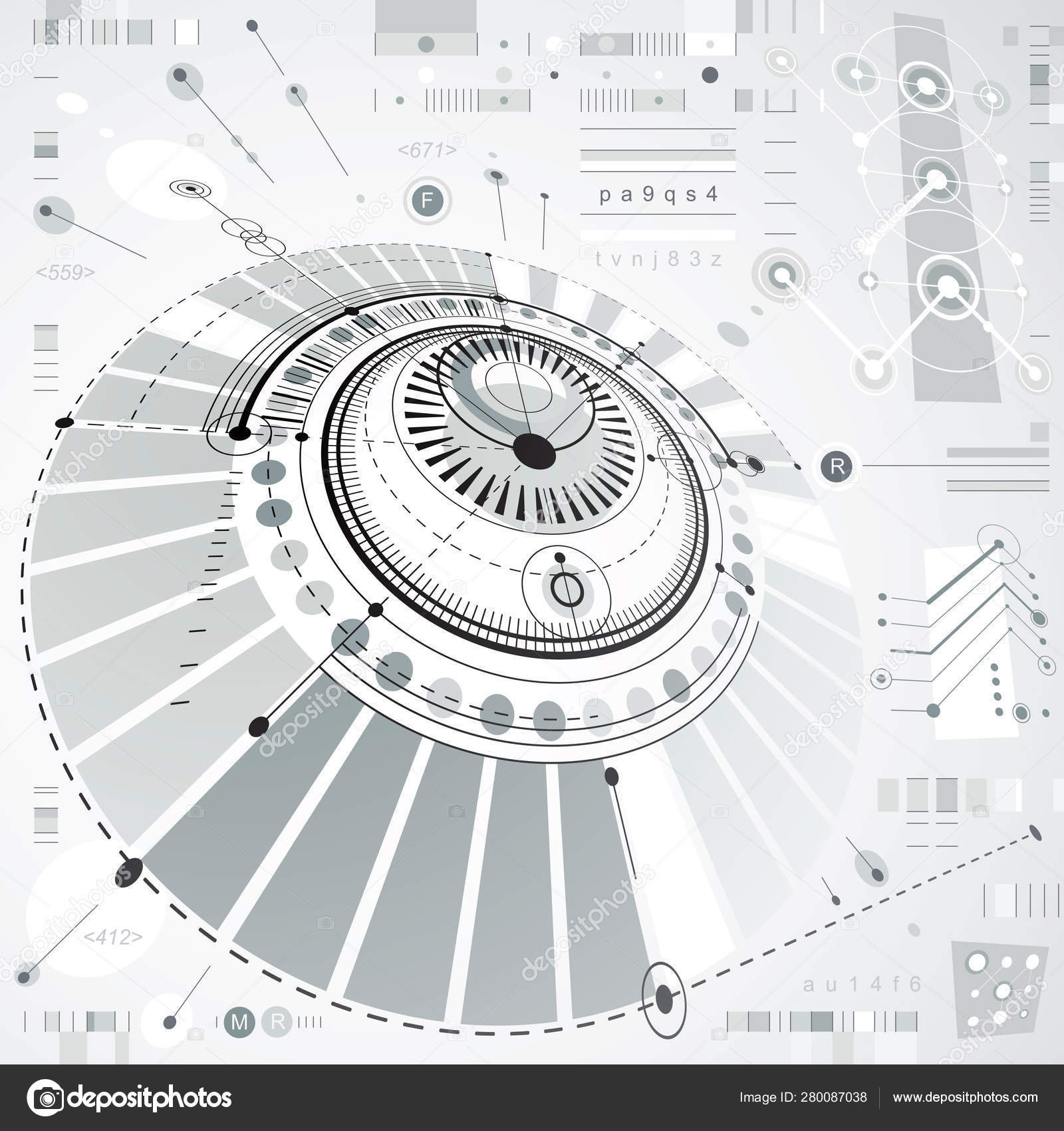 Dimensional abstract circular mechanical scheme, 3d technologica Stock ...