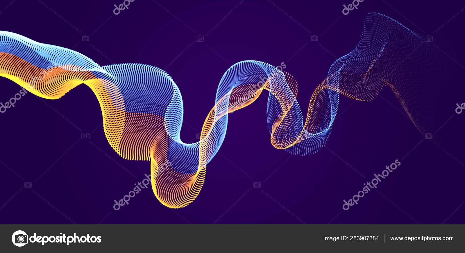 Dynamic particles sound wave flowing over dark. Dotted curves ve Stock Vector Image by ...