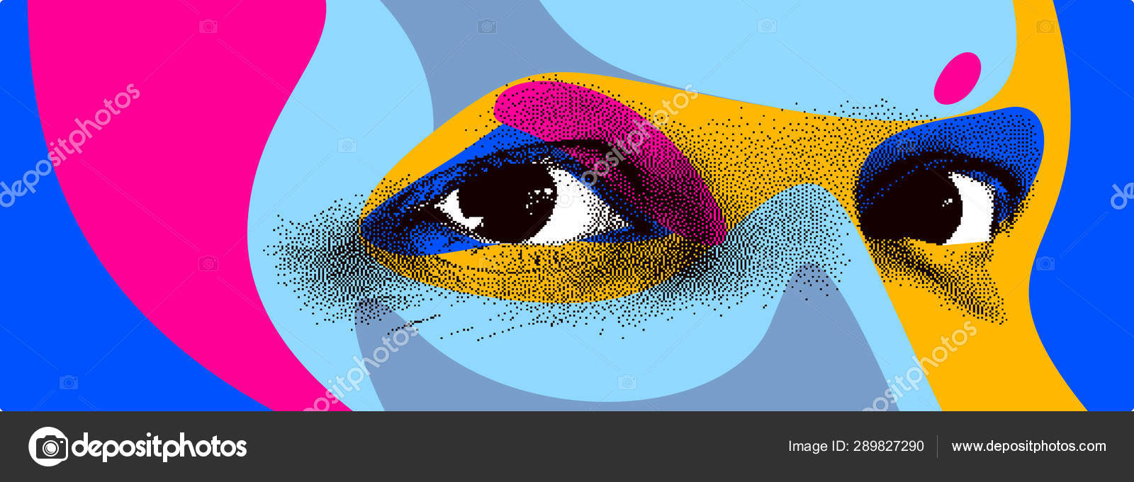 Looking eyes 8 bit dotted design style vector abstraction, human Stock ...