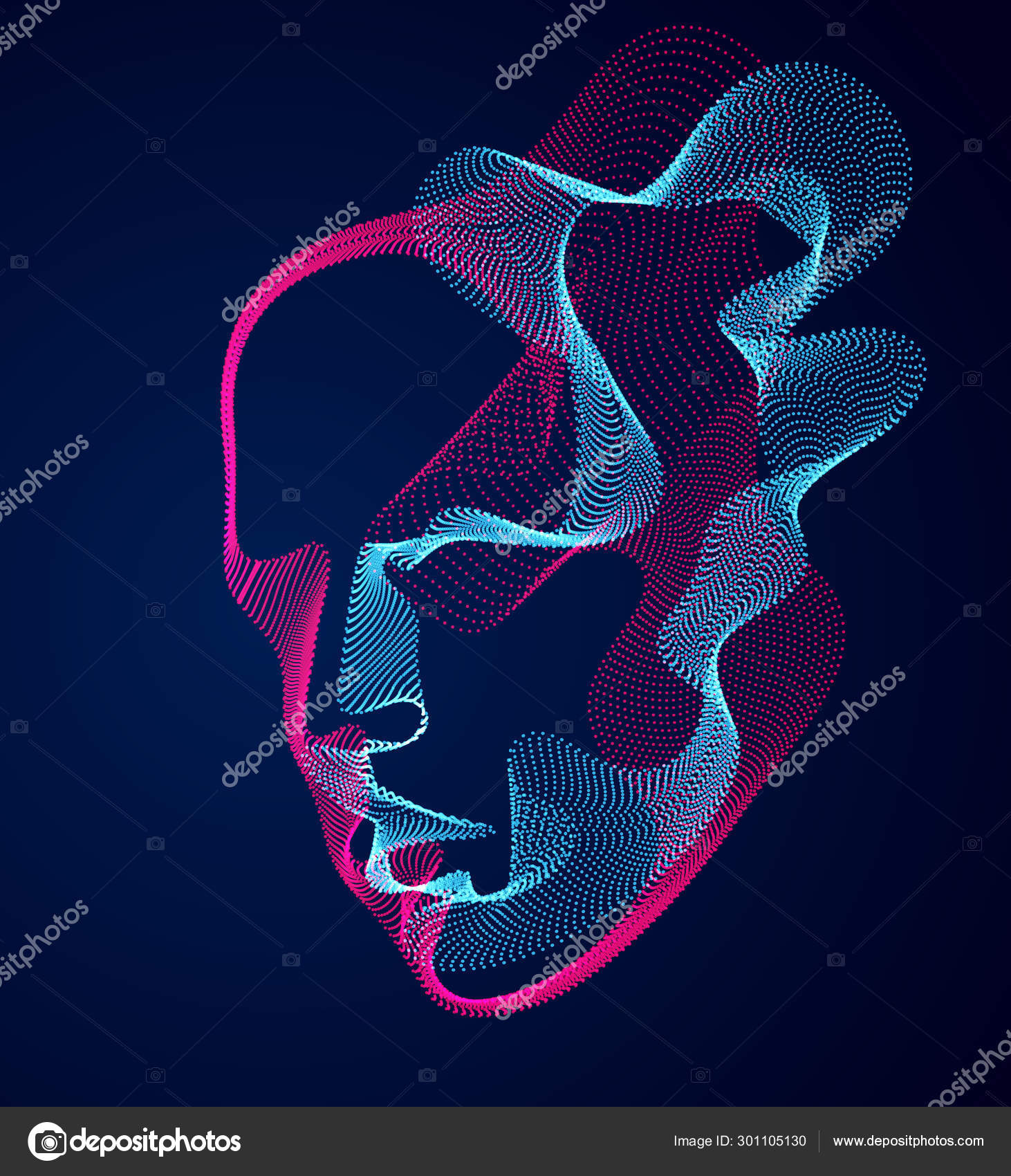 Beautiful vector human face portrait, artistic illustration of m Stock ...