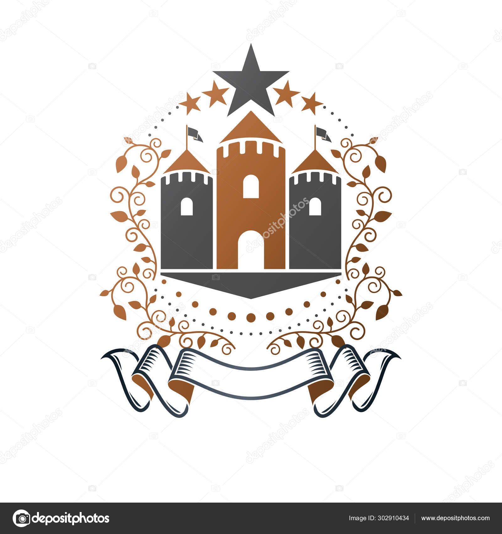 Ancient Castle emblem. Heraldic Coat of Arms decorative logo iso Stock ...