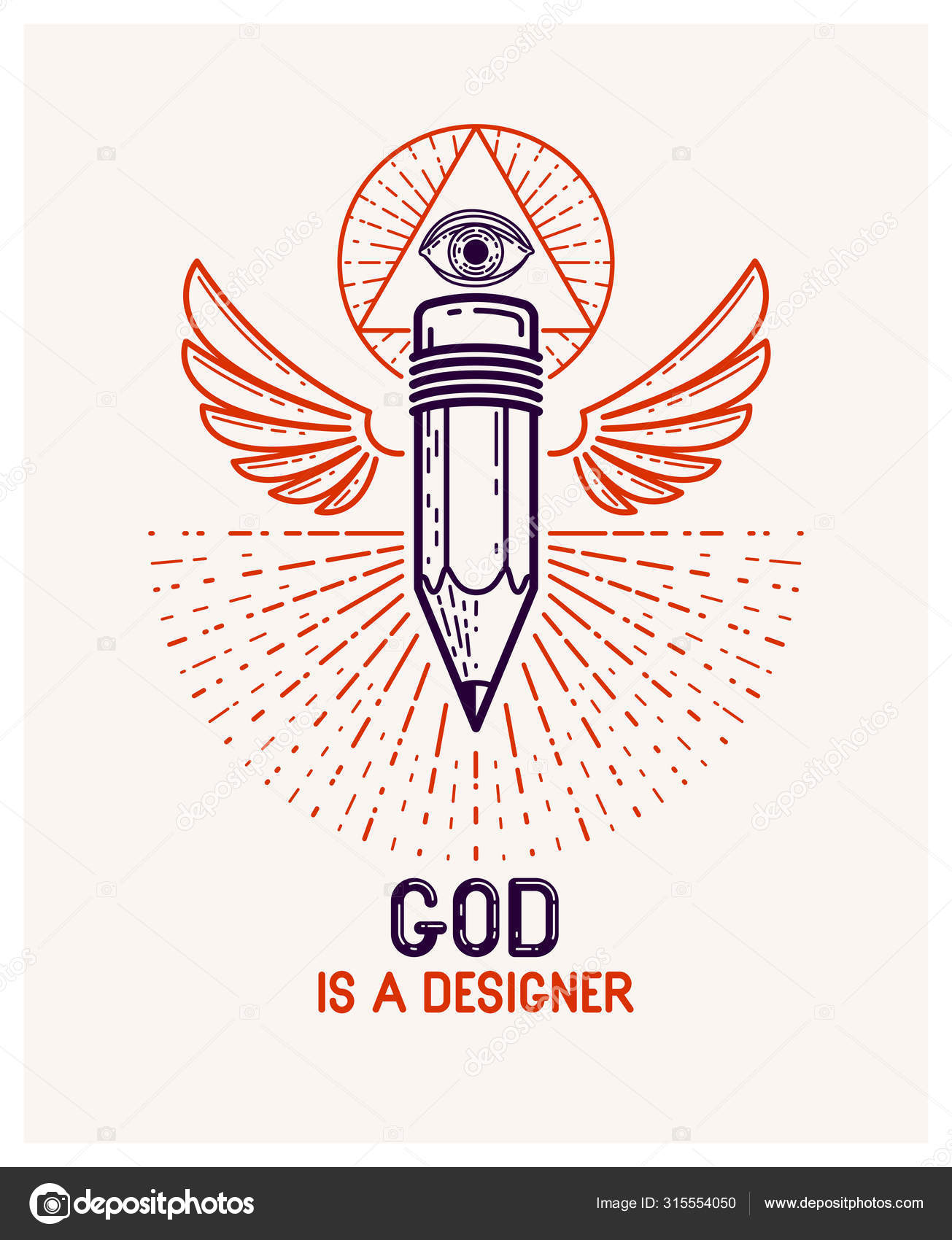 God is a designer concept, pencil with wings and all seeing eye — Stock ...