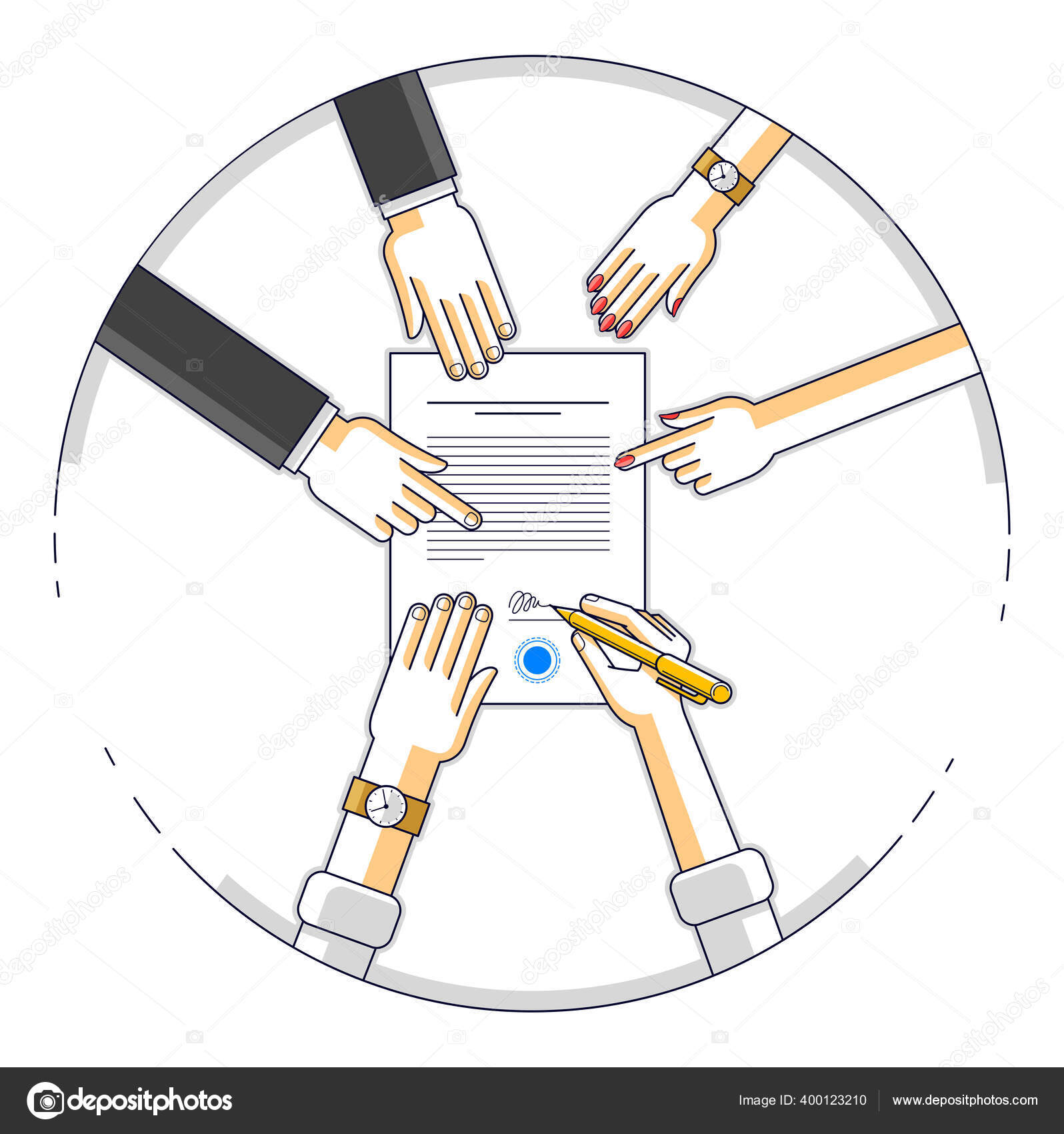 Businessman Signs Contract Paper Document Bank Customer Write Sign ...