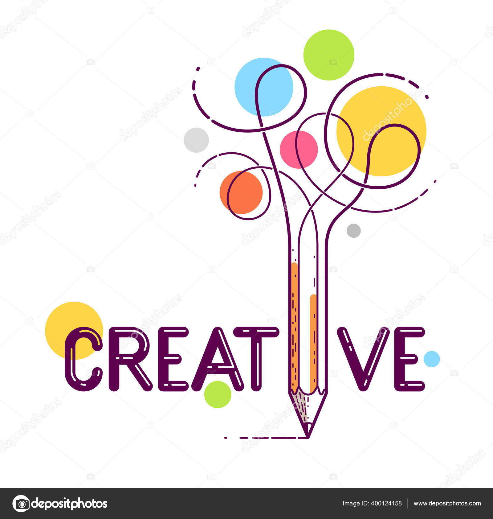Creative Word Pencil Instead Letter Ideas Creativity Concept Vector ...