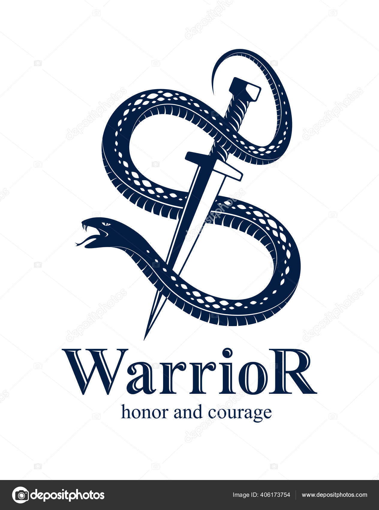 Snake Dagger Serpent Wraps Sword Vector Vintage Tattoo Life Fight Stock ...