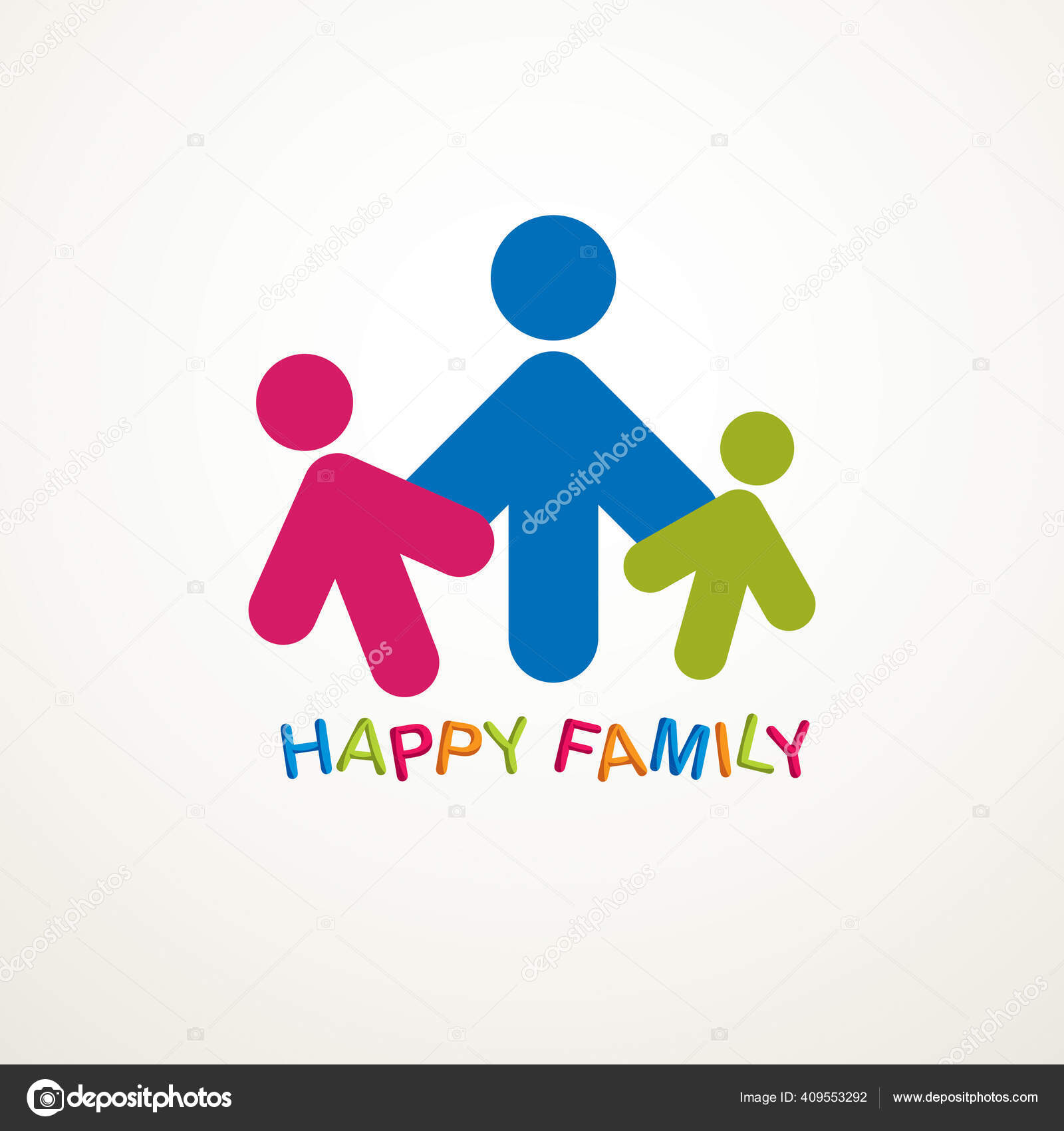 Happy Family Simple Vector Logo Icon Created People Geometric Signs ...
