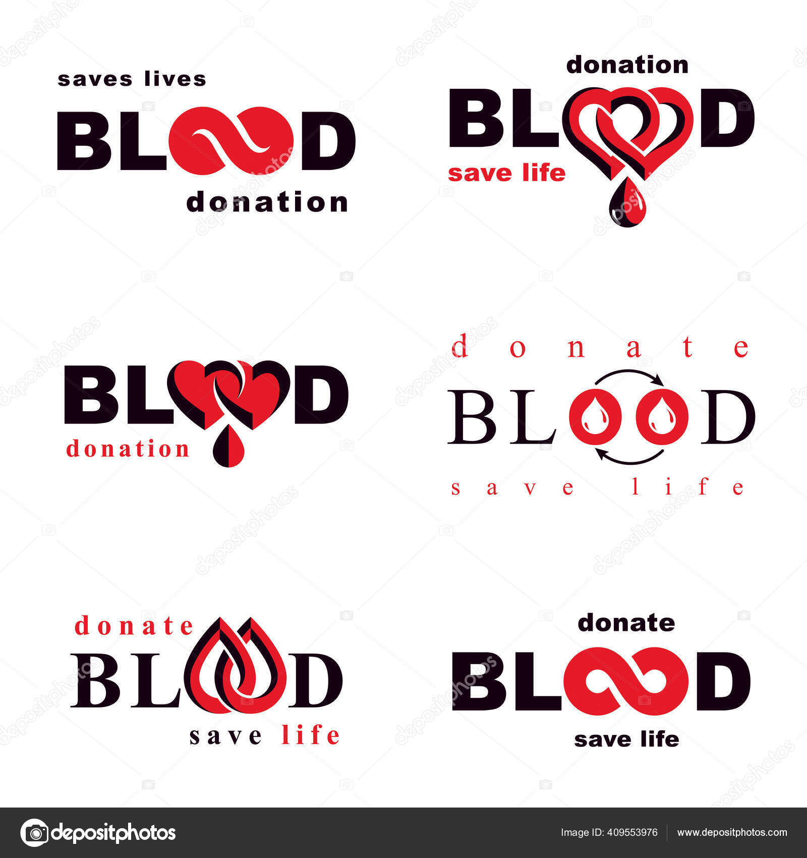 Set Vector Symbols Created Blood Donation Theme Blood Transfusion ...