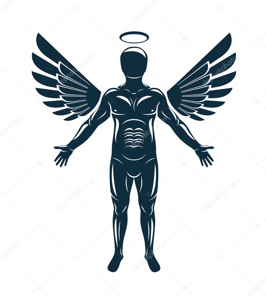 Ilustración gráfica vectorial de humanos musculosos hecha con alas de ...