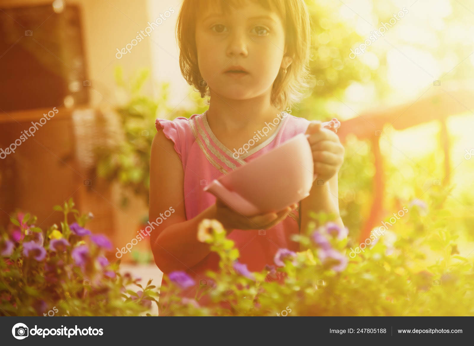 Child development in harmony with nature. Little beautiful child ...