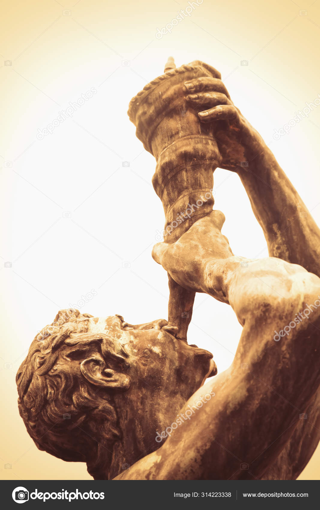 Ancient statue of the horn of plenty (cornucopia) as symbol of a ...