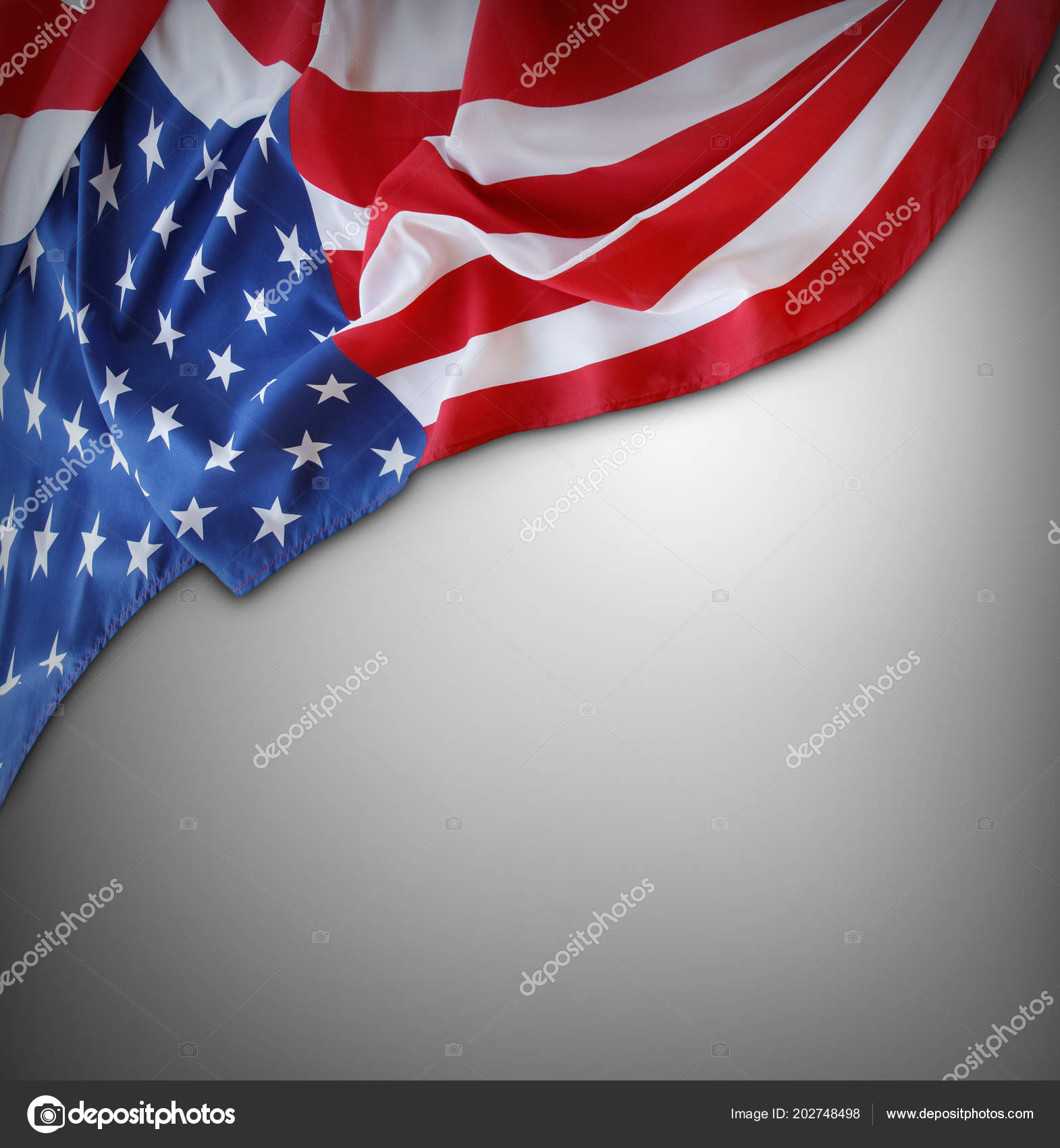 Closeup American Flag Grey Background ⬇ Stock Photo, Image by © stillfx ...