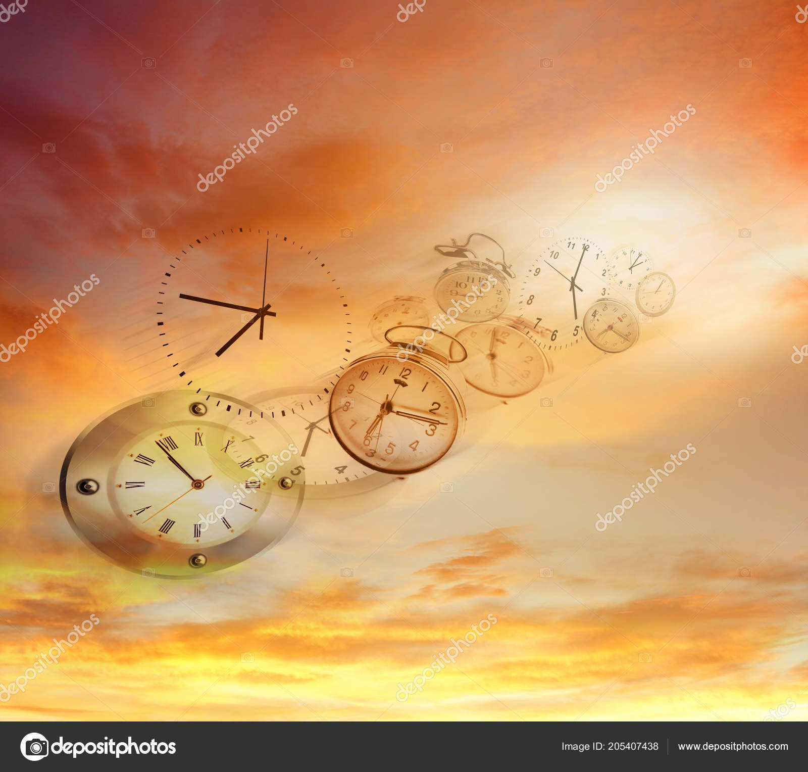 Clocks Bright Sky Time Flies Stock Photo by ©stillfx 205407438