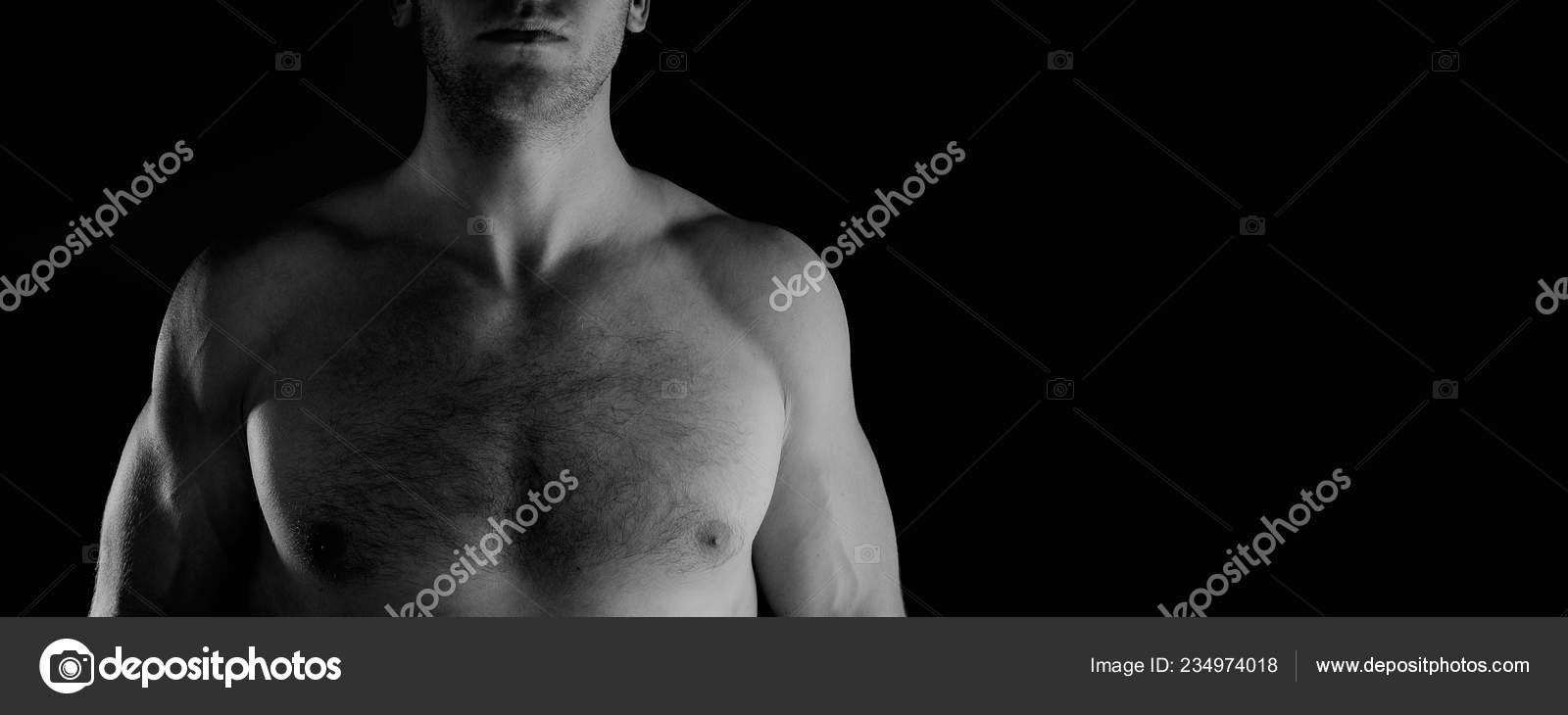 Male Athlete's Torso Black Background Athletic Male Body Black ...