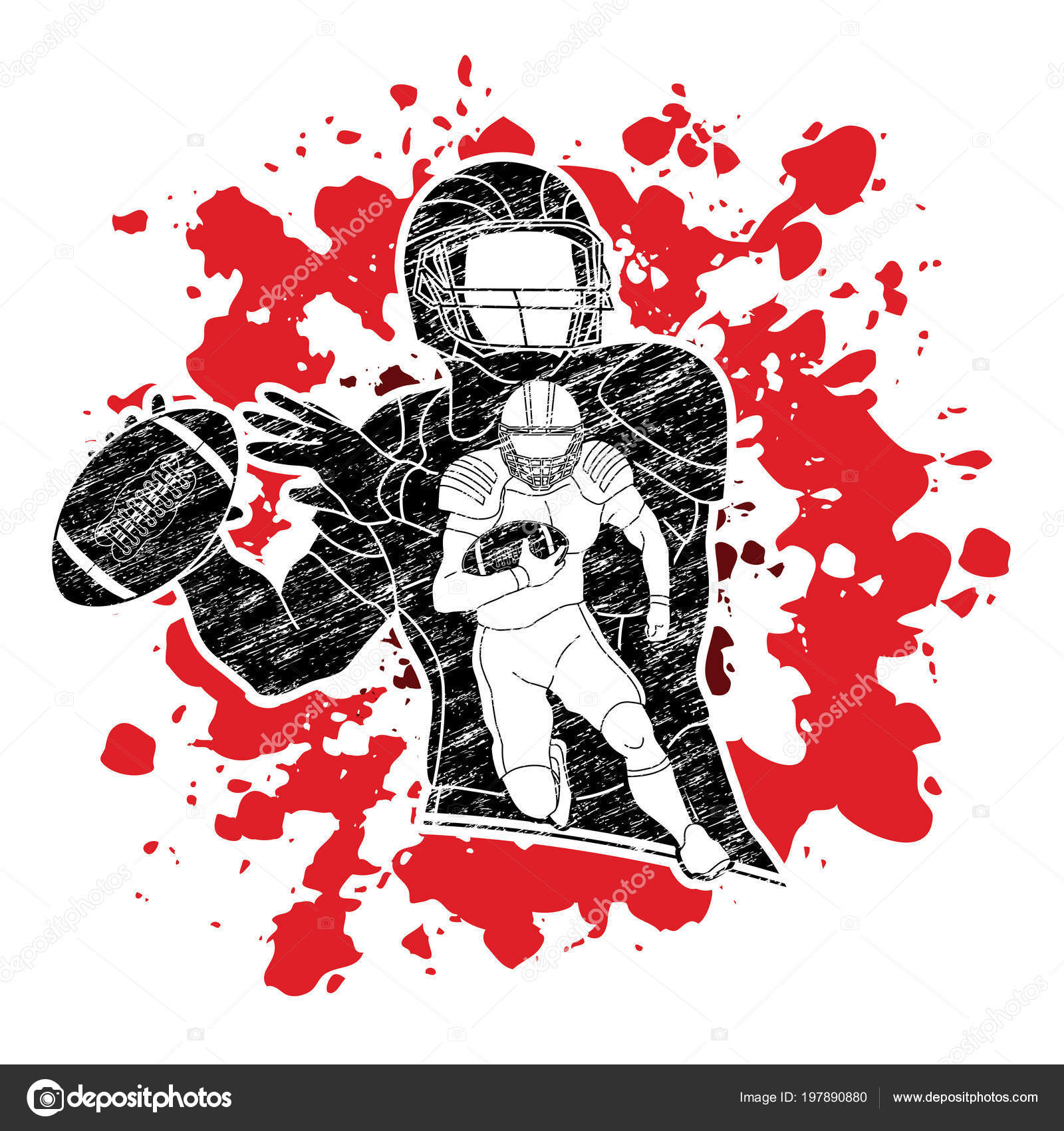 American Football Player Action Sport Concept Designed Splatter Blood ...
