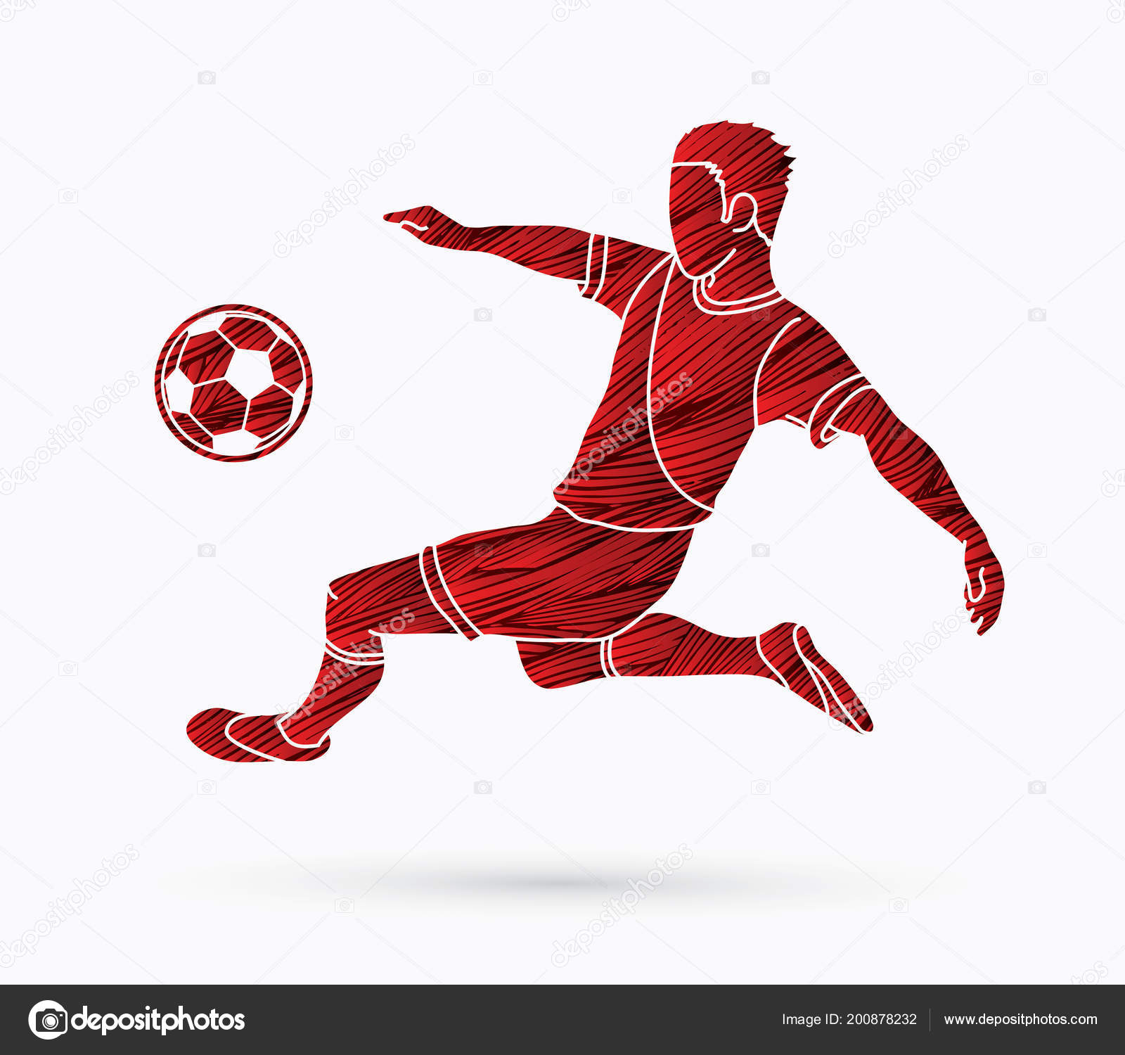 Soccer Player Somersault Kick Overhead Kick Action Designed Using Grunge Stock Vector by ...