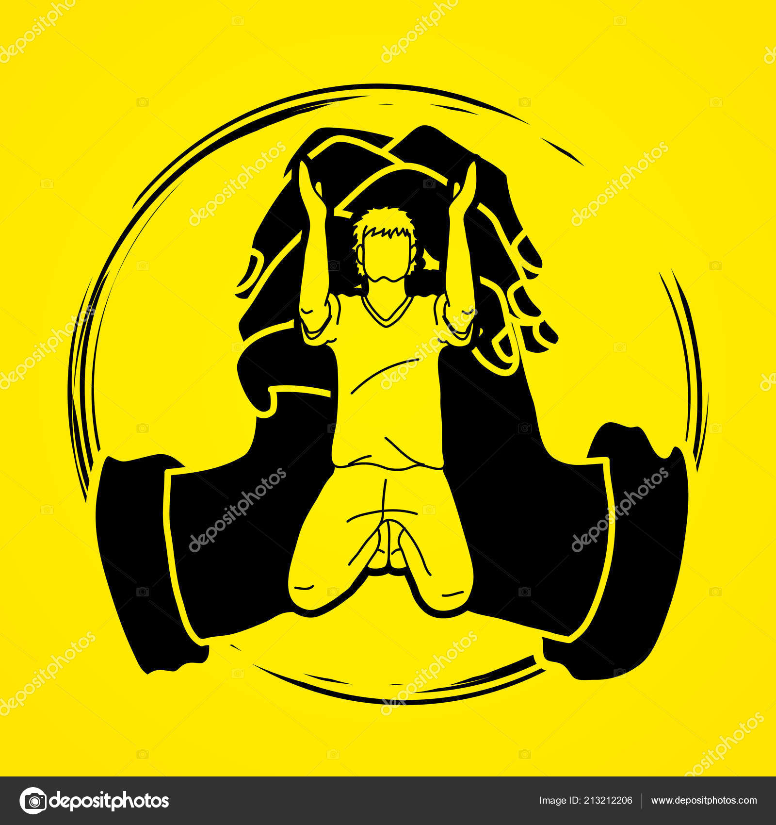 Prayer Christian Praying Praise God Worship Cartoon Graphic Vector ...