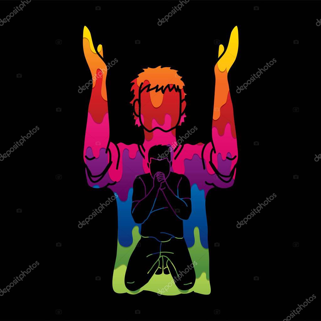 La oraci n del hombre, Alabanza al Se or, Doble exposici n vector gr ...