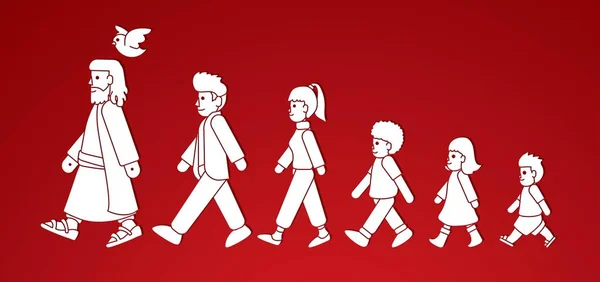 Walk Jesus Follow Jesus Cartoon Graphic Vector Stock Vector Image by ...
