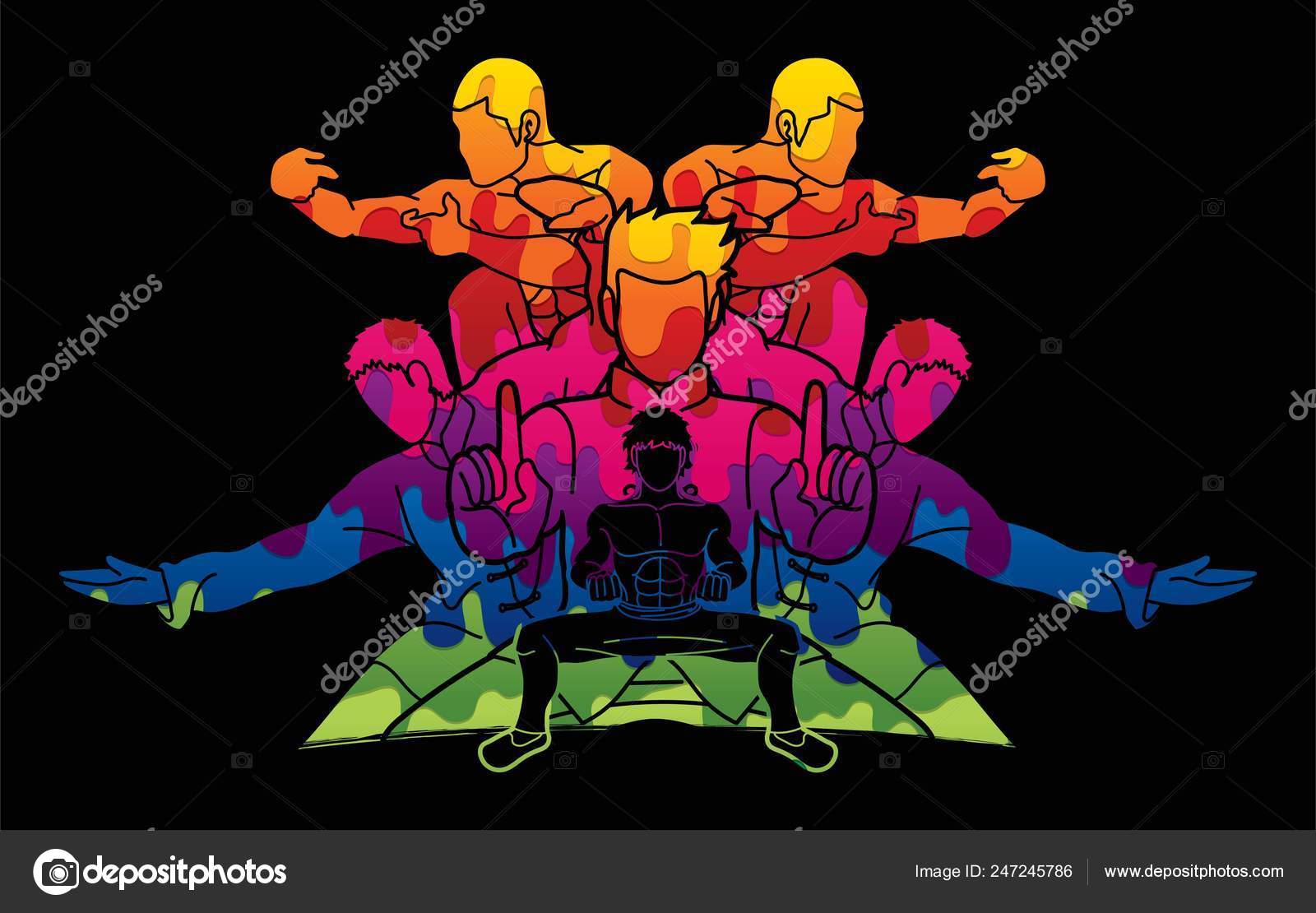 Kung Ready Fight Action Pose Cartoon Graphic Vector Stock Vector Image ...